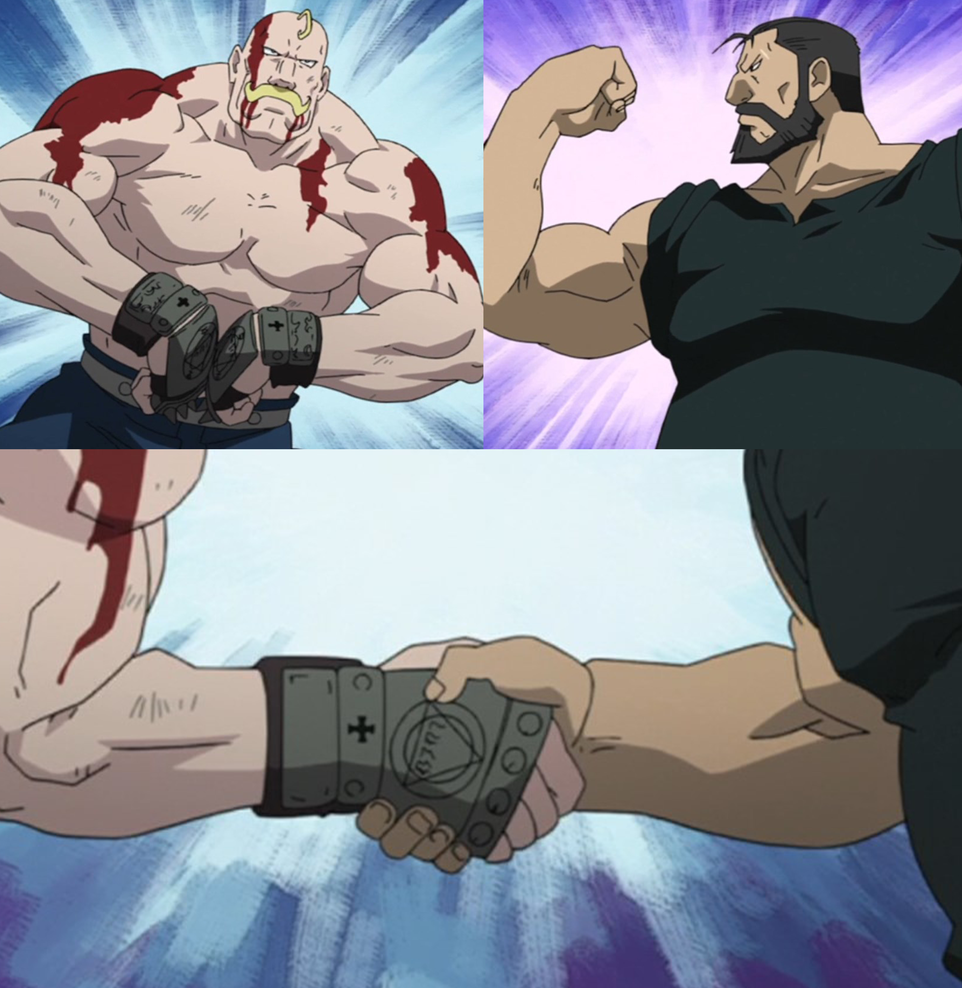 Full metal alchemist armstrong handshake Meme Template | Insider Memes ...
